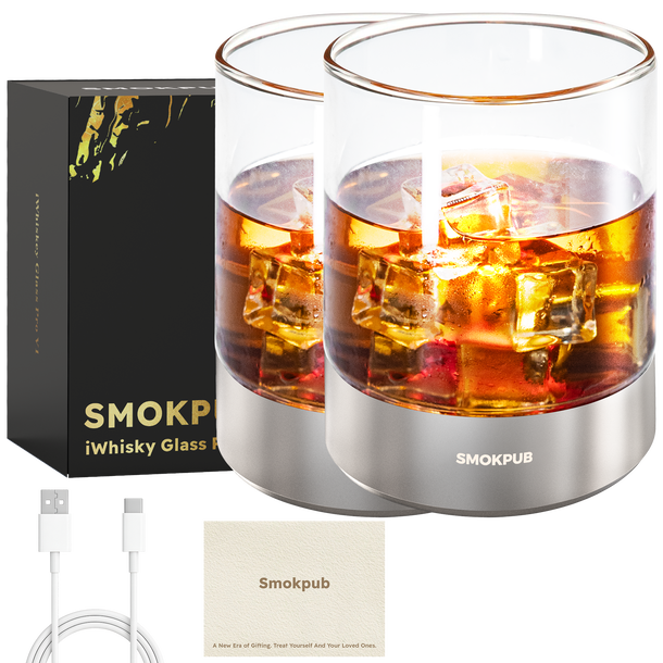 Smokpub Electric Cooling Glass Set (2) – Smart Drinkware with CoolSpin ...